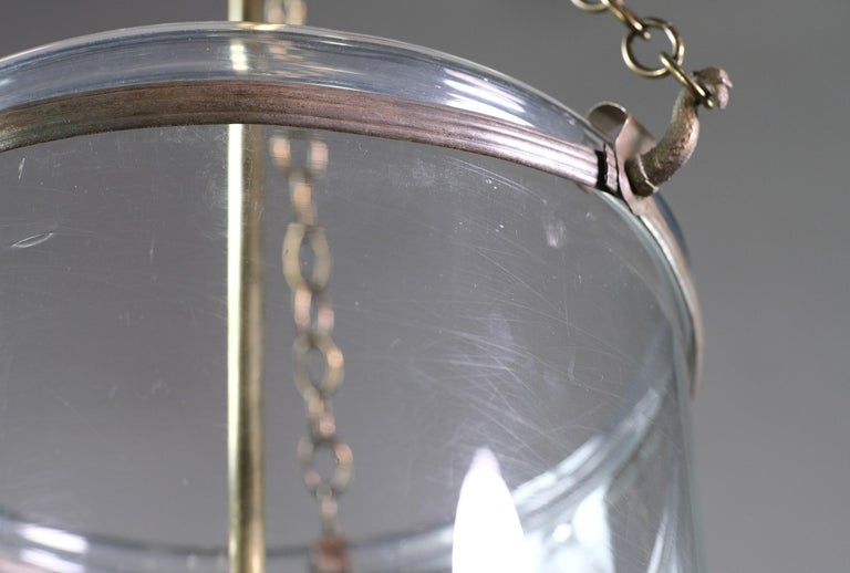 Antique Austrian Bell Jar Pendant Light Brass Hardware Three Candelabra ...