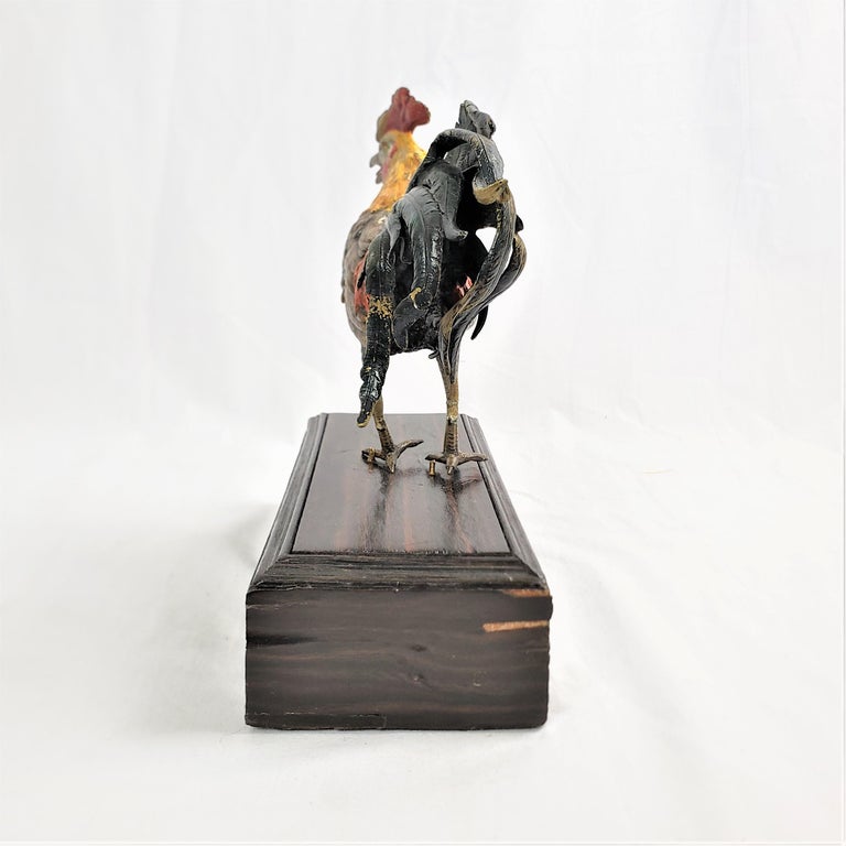 Antique Austrian Bergman Styled Cold-Painted Bronze Rooster Sculpture ...