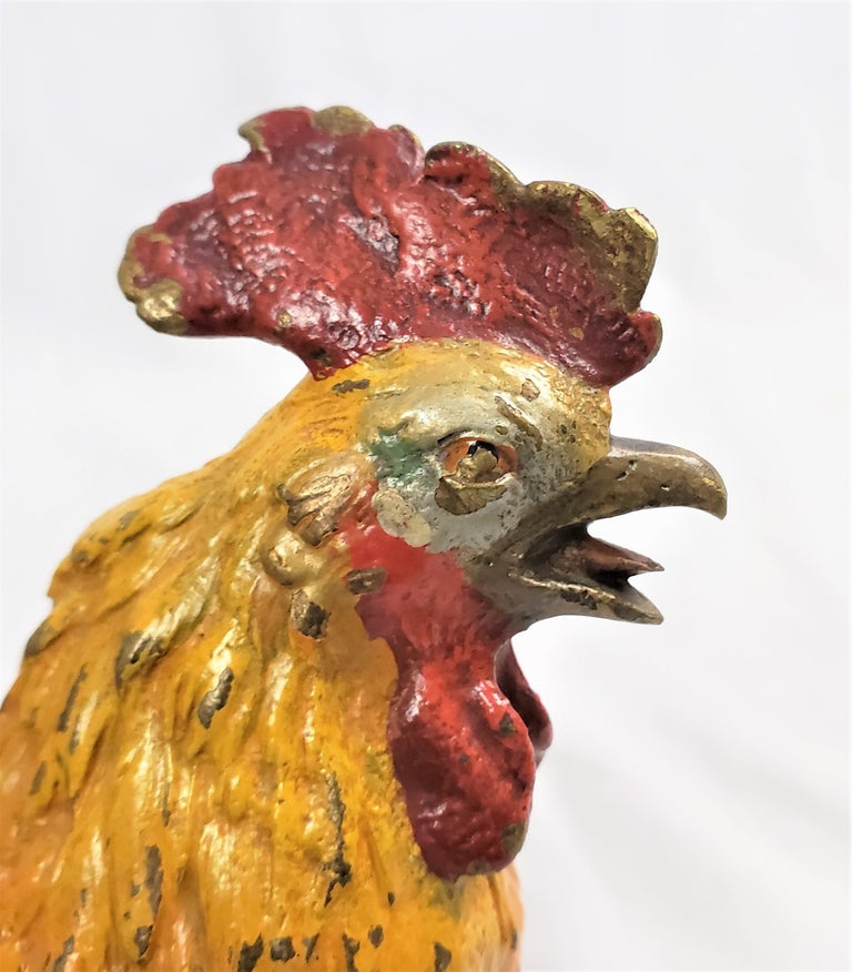 Antique Austrian Bergman Styled Cold-Painted Bronze Rooster Sculpture ...