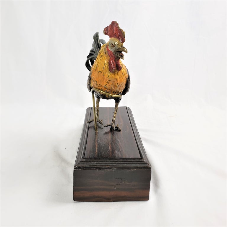 Antique Austrian Bergman Styled Cold-Painted Bronze Rooster Sculpture ...