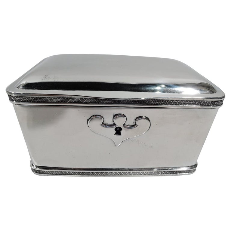 Antique Austrian Biedermeier Classical Silver Sugar Box For Sale at 1stDibs