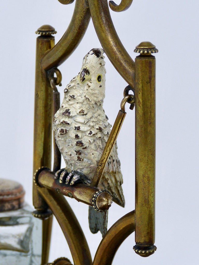 Antique Austrian Bronze Inkwell With Swinging Parrot Bird, circa 1900 ...