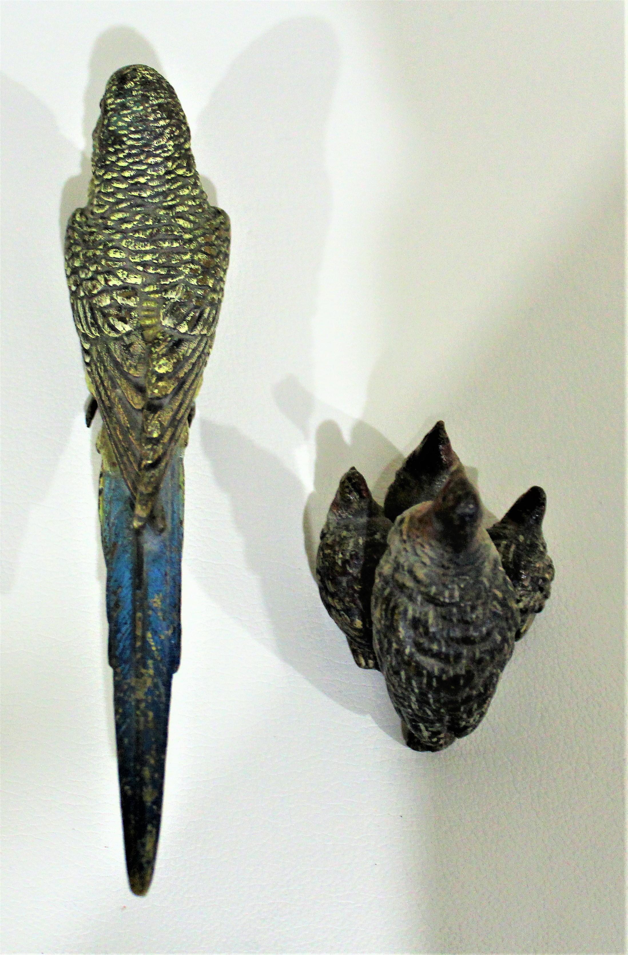 Antique Austrian Cast and Cold Painted Bronze Miniatures Bird Fowl ...