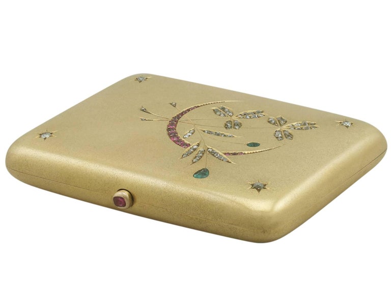 Antique Austrian Gemstone and Yellow Gold Cigarette Case at 1stDibs