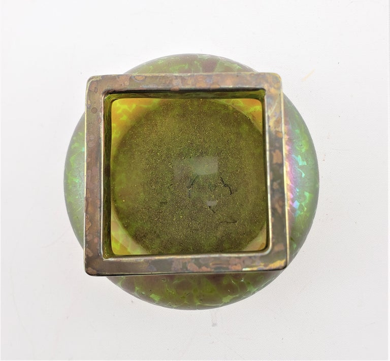 Antique Austrian Loetz Styled Iridescent Art Glass Vase with Metal ...