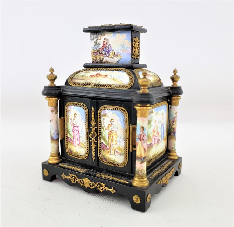 Antique Austrian Miniature Table Cabinet or Trinket Box with Enameled ...