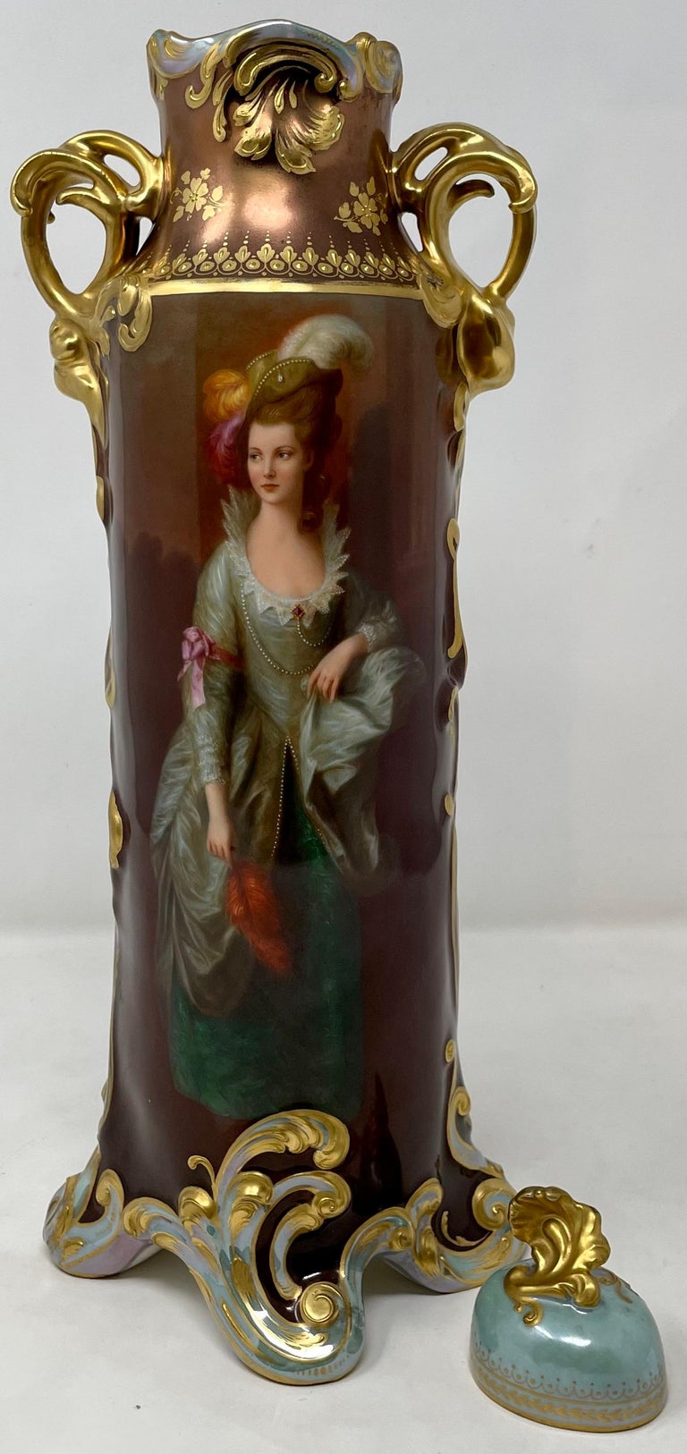 Antique Austrian Porcelain Urn and Cover with Portrait by Thomas ...