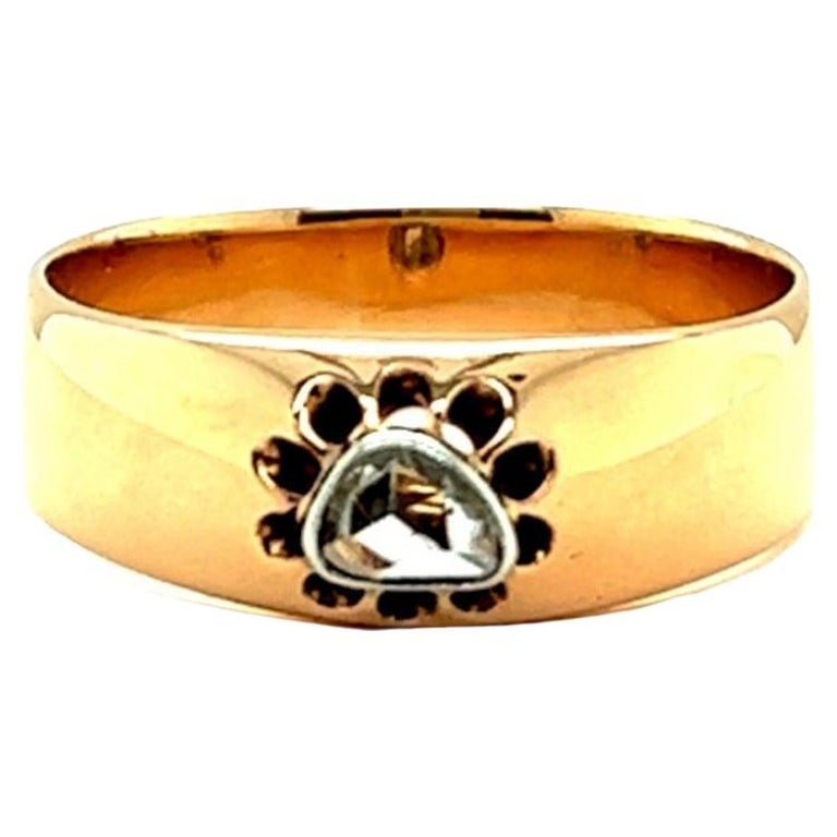 Antique Austrian Rose Cut Diamond 14 Karat Rose Gold Belcher Band Ring ...