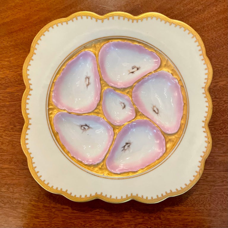 Antique Austrian "Royal Vienna" Gold and Pink Porcelain Oyster Plate ...