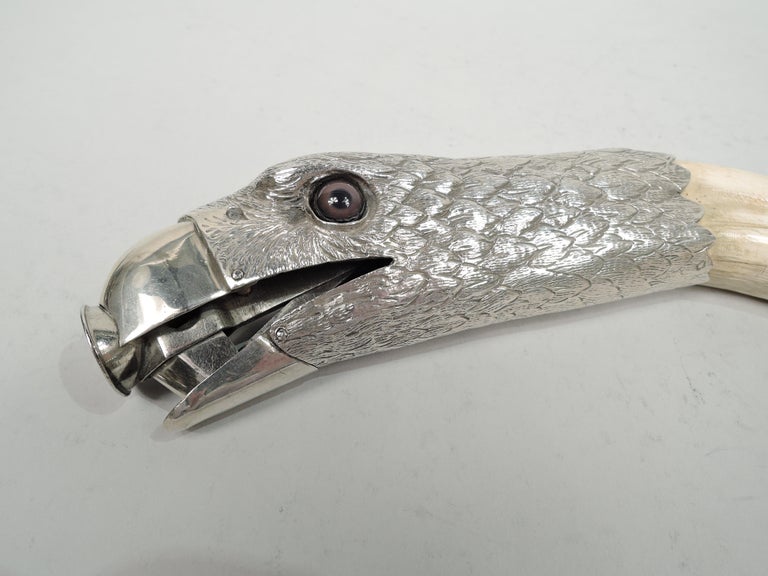 Antique Austrian Silver and Tusk Eagle Cigar Cutter For Sale at 1stDibs