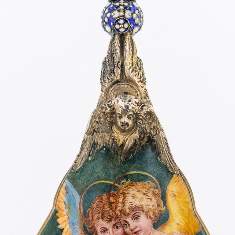 Antique Austrian Solid Silver and Enamel Spoon, Hermann Ratzersdorfer ...