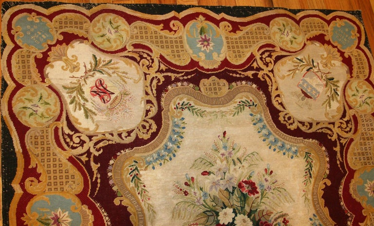 Antique Austro-Hungarian Needlepoint Rug. Size: 5 ft x 6 ft (1.52 m x 1 ...