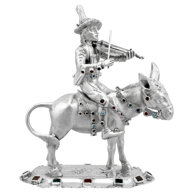 Antique Austro-Hungarian Silver Musician and Donkey Table Ornament For ...