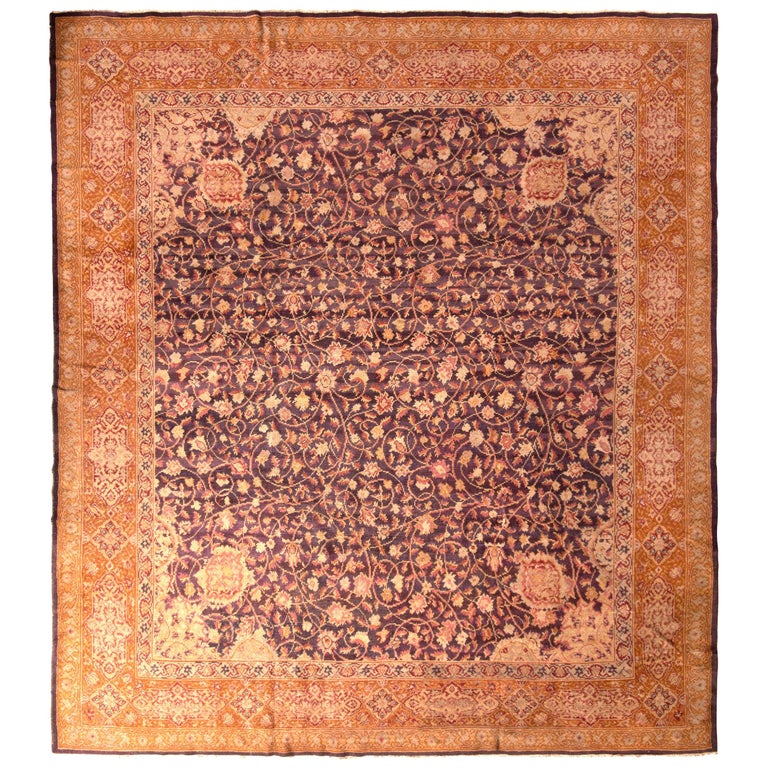 Antique Axminster Style Rug, Hand Knotted Wool, Beige Floral by Rug and ...