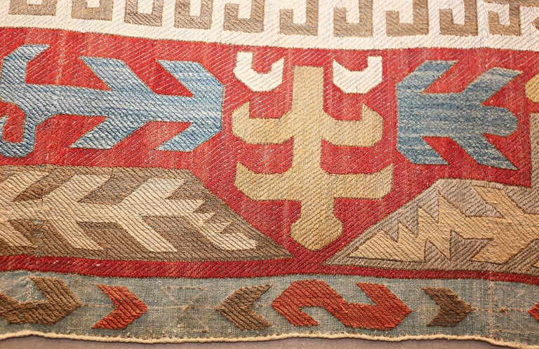 Antique Azerbaijan Silk Kaitag Embroidery Textile. Size: 4 ft x 5 ft 4 ...
