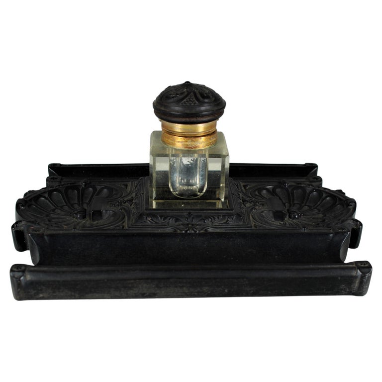 Antique Bakelite Inkwell and Pen Tray with Glass Insert, circa 1920 ...