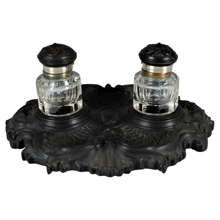 Antique Bakelite Inkwell and Pen Tray with Glass Inserts, circa 1920 ...