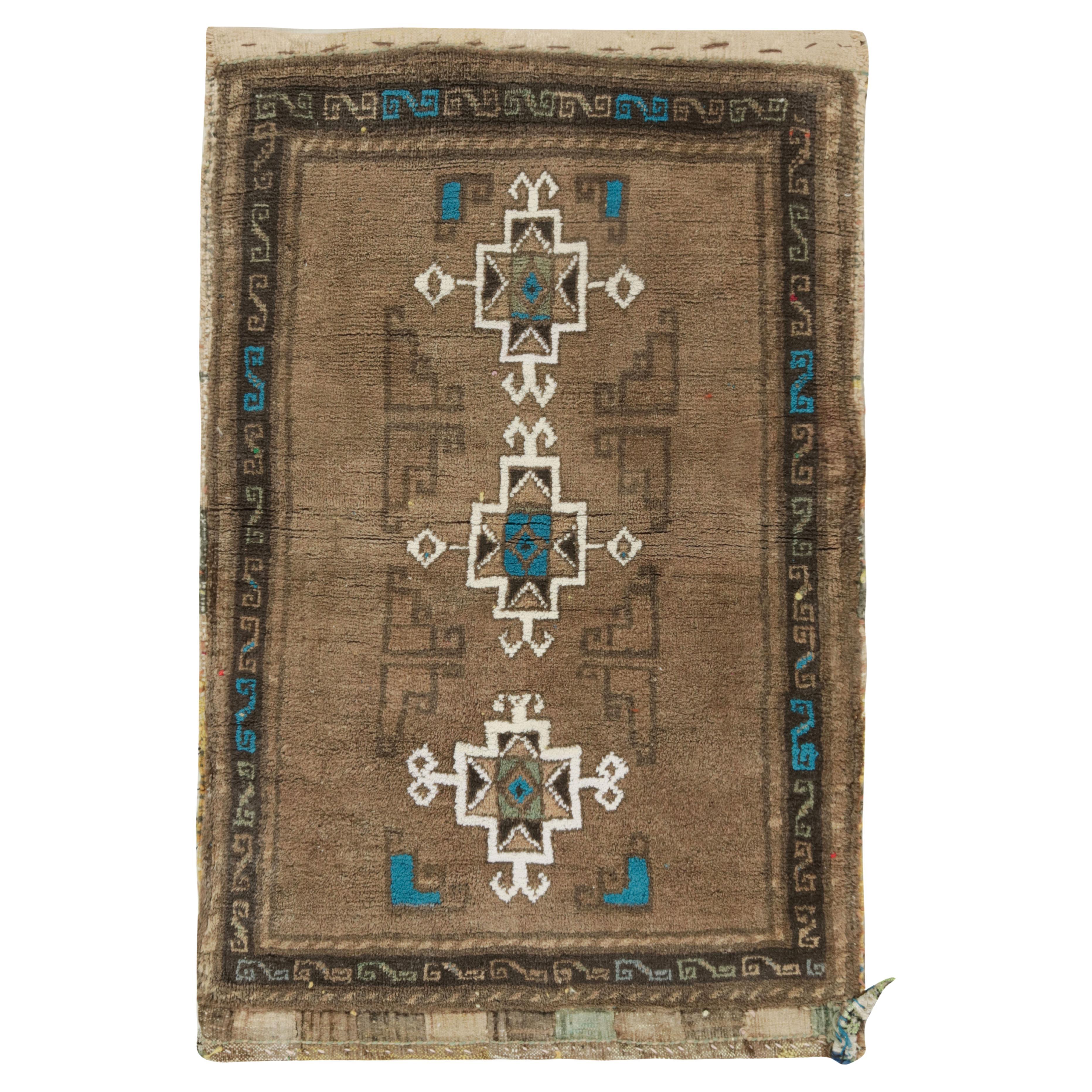 Vintage Persian Baluch Rug in Beige Brown Medallion Pattern by Rug and ...