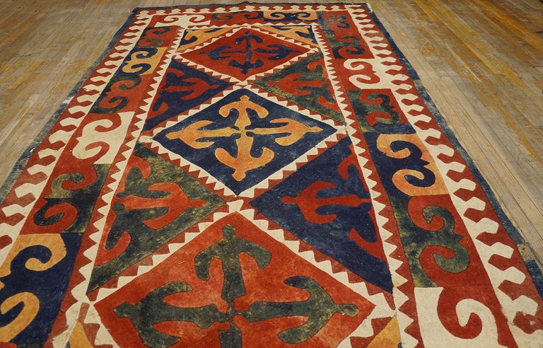 Late 19th Century Kirghiz Felt Shyrdak Carpet ( 6' x 12' - 188 x 365 ...