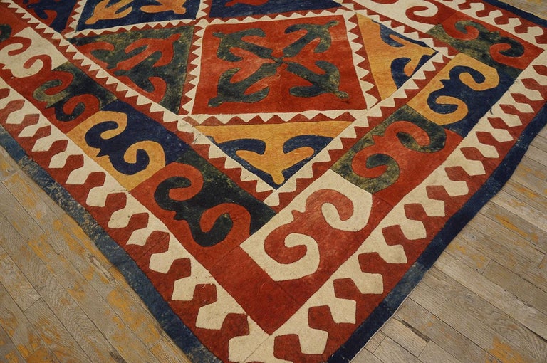 Late 19th Century Kirghiz Felt Shyrdak Carpet ( 6' x 12' - 188 x 365 ...