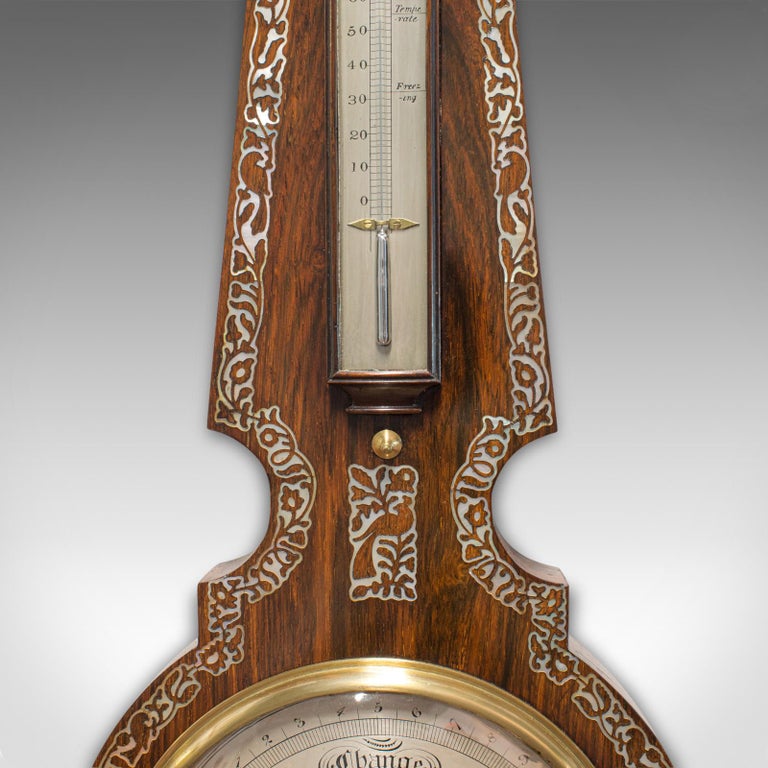 Antique Banjo Barometer, English, Rosewood, Mother of Pearl, Victorian ...