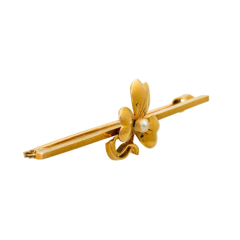 Antique Bar Brooch "Cloverleaf" For Sale at 1stDibs