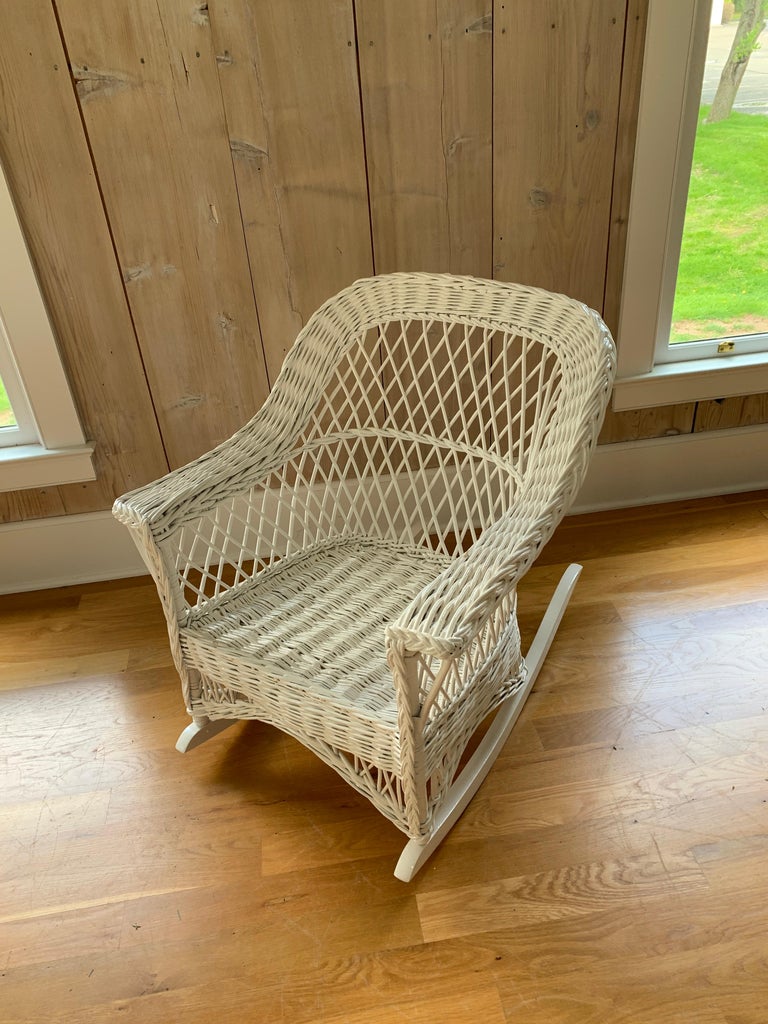 Antique Bar Harbor Wicker Rocker For Sale at 1stDibs
