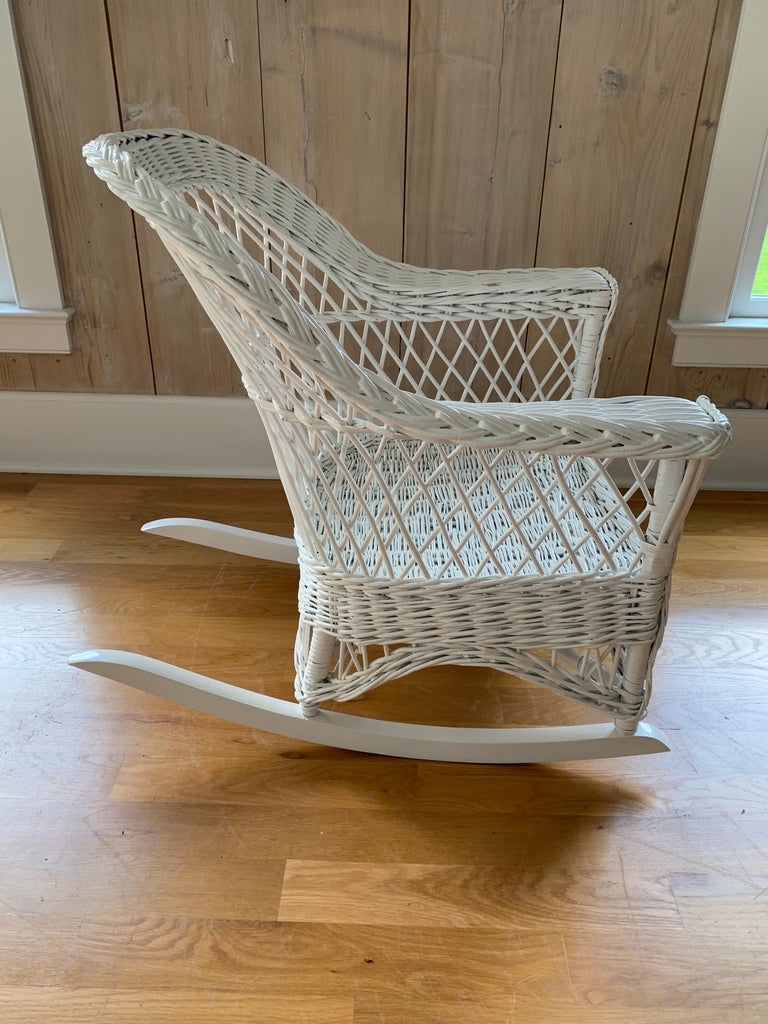 Antique Bar Harbor Wicker Rocker For Sale at 1stDibs