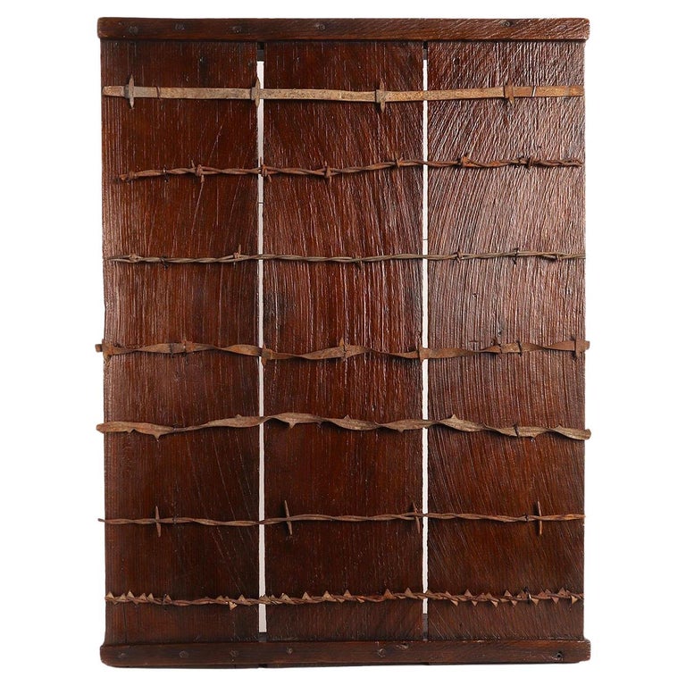 Antique Barbed Wire Collection on Wooden Board, from California End of ...