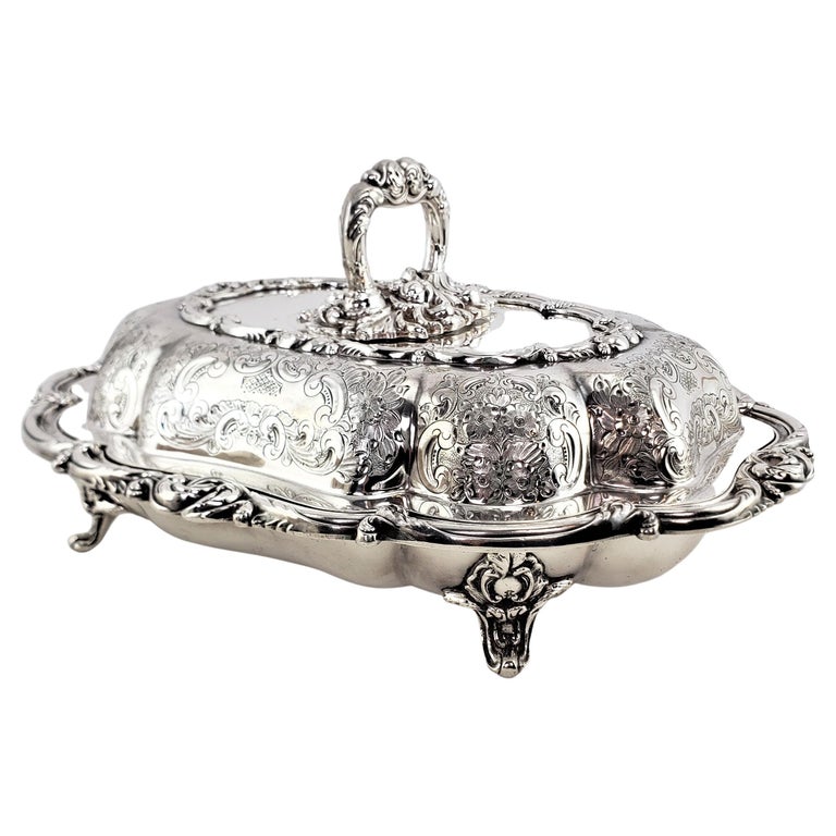 Antique Barker Bros. Silver Plated Covered Entree Server with Floral ...