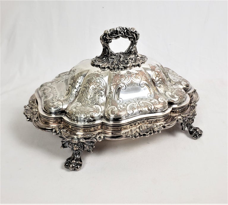 Antique Barker-Ellis Silver Plated Covered Entree Server with Floral ...