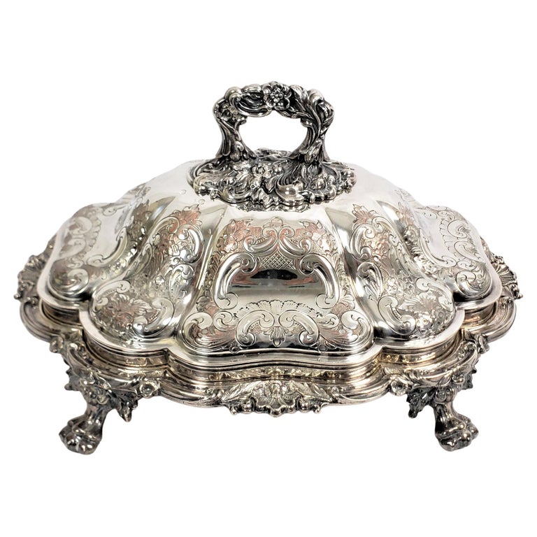 Antique Barker-Ellis Silver Plated Covered Entree Server with Floral ...