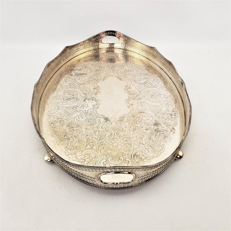 Antique Barker-Ellis Silver Plated Gallery Serving Tray with Ornate ...