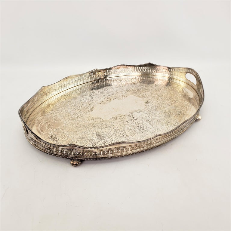Antique Barker-Ellis Silver Plated Gallery Serving Tray with Ornate ...