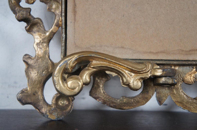 Antique Baroque Cast Iron Gilt Tabletop Picture Mirror Frame French ...