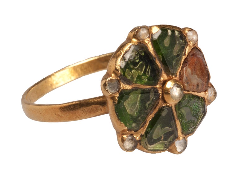 Antique Baroque Italian Glass Rosette Ring For Sale at 1stDibs