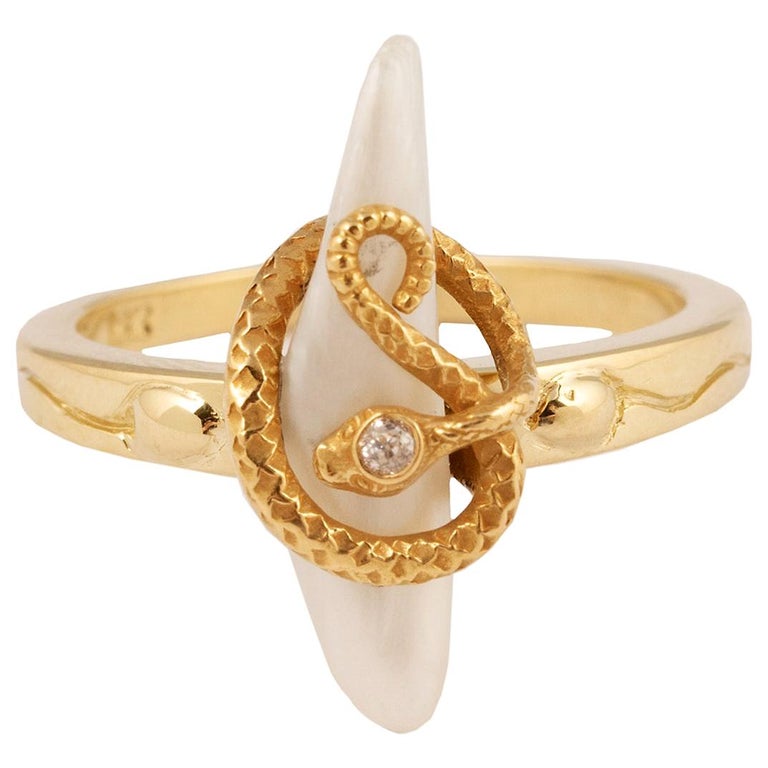 Antique Baroque Pearl Gold Serpent Ring at 1stDibs