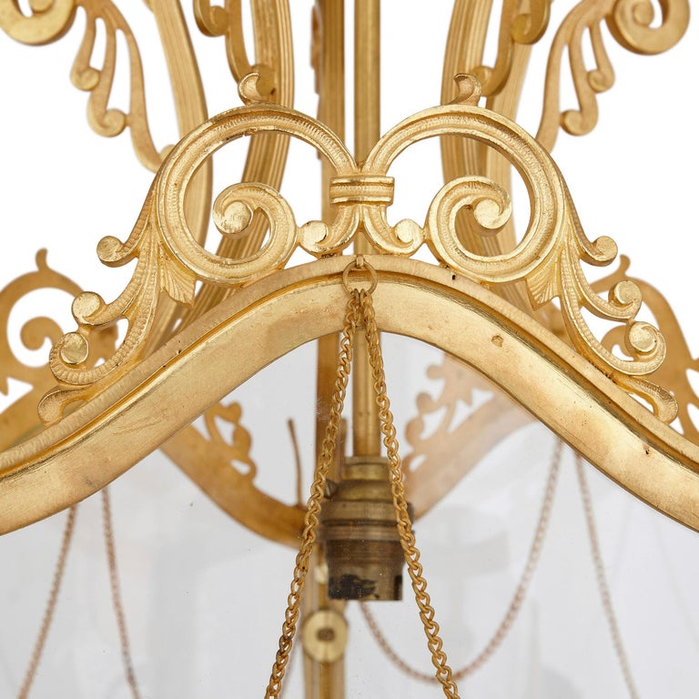 Antique Baroque Style Glass and Gilt Bronze Lantern For Sale at 1stDibs