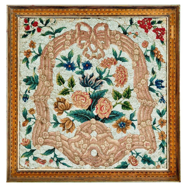 Antique Beadwork Tapestry Picture, Early 19th Century For Sale at 1stDibs