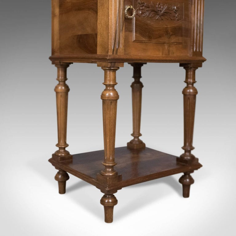 Antique Bedside Cabinet, Victorian Marble-Top Pot Cupboard, Walnut ...
