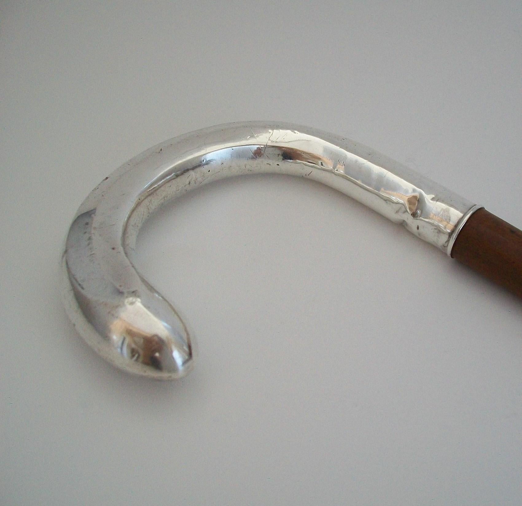 Antique Beechwood Walking Stick with Silver Handle - Germany - circa ...