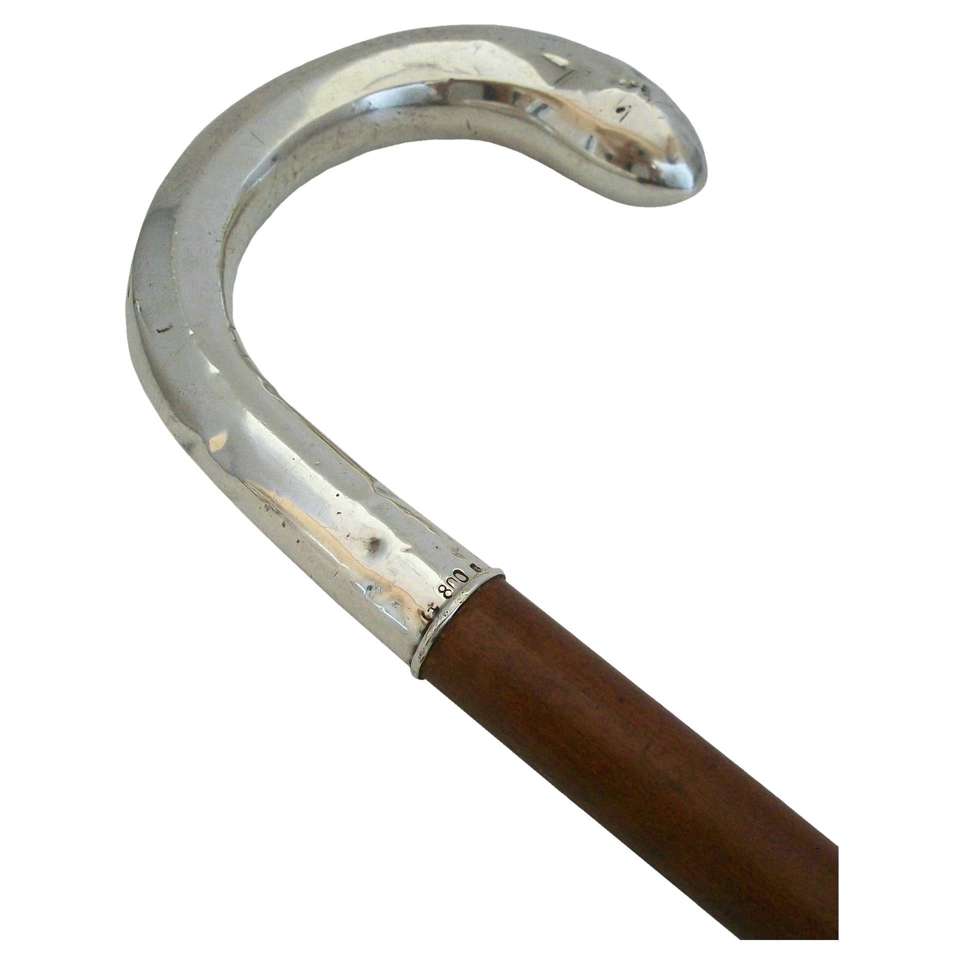 Antique Walking Stick Carved Head of Dog with Silver Detail France ...