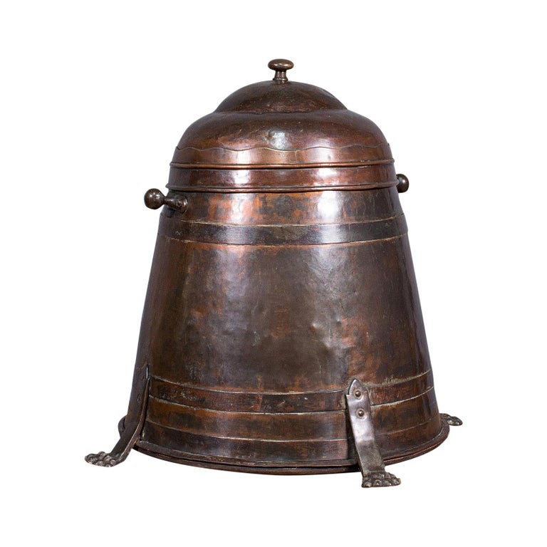 Antique Beehive Fireside Store, Copper, Fire Bucket, Coal Bin ...