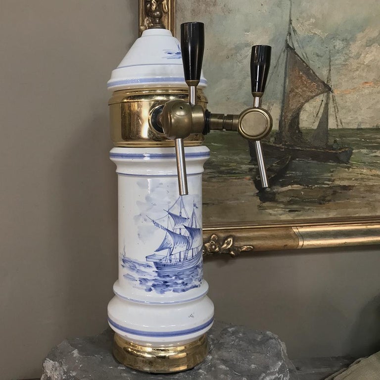 Antique Beer Tap, Belgian Porcelain and Brass at 1stDibs
