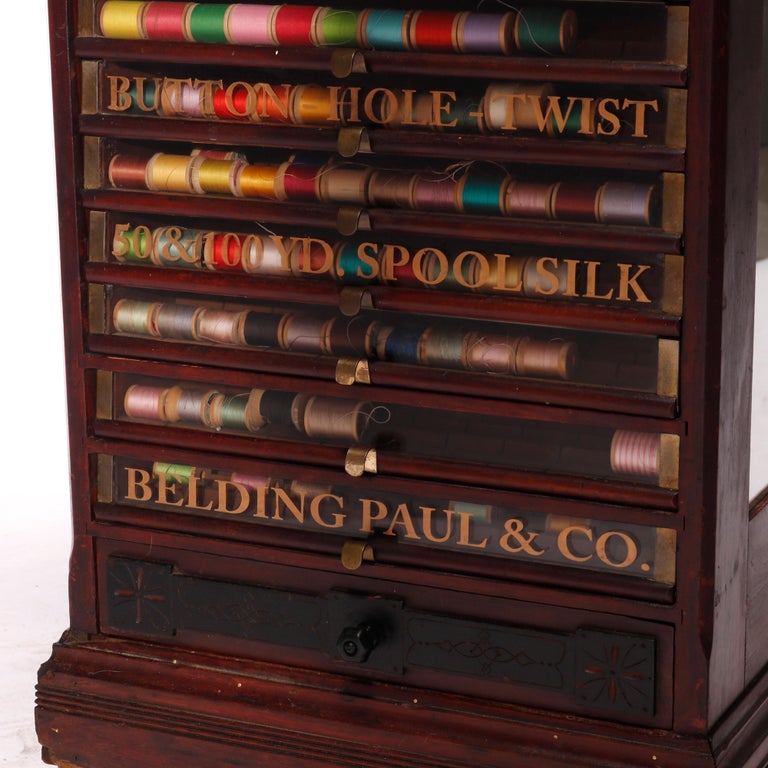Antique Beldings Thirteen-Drawer Silk Thread Spool Cabinet Circa 1890 ...