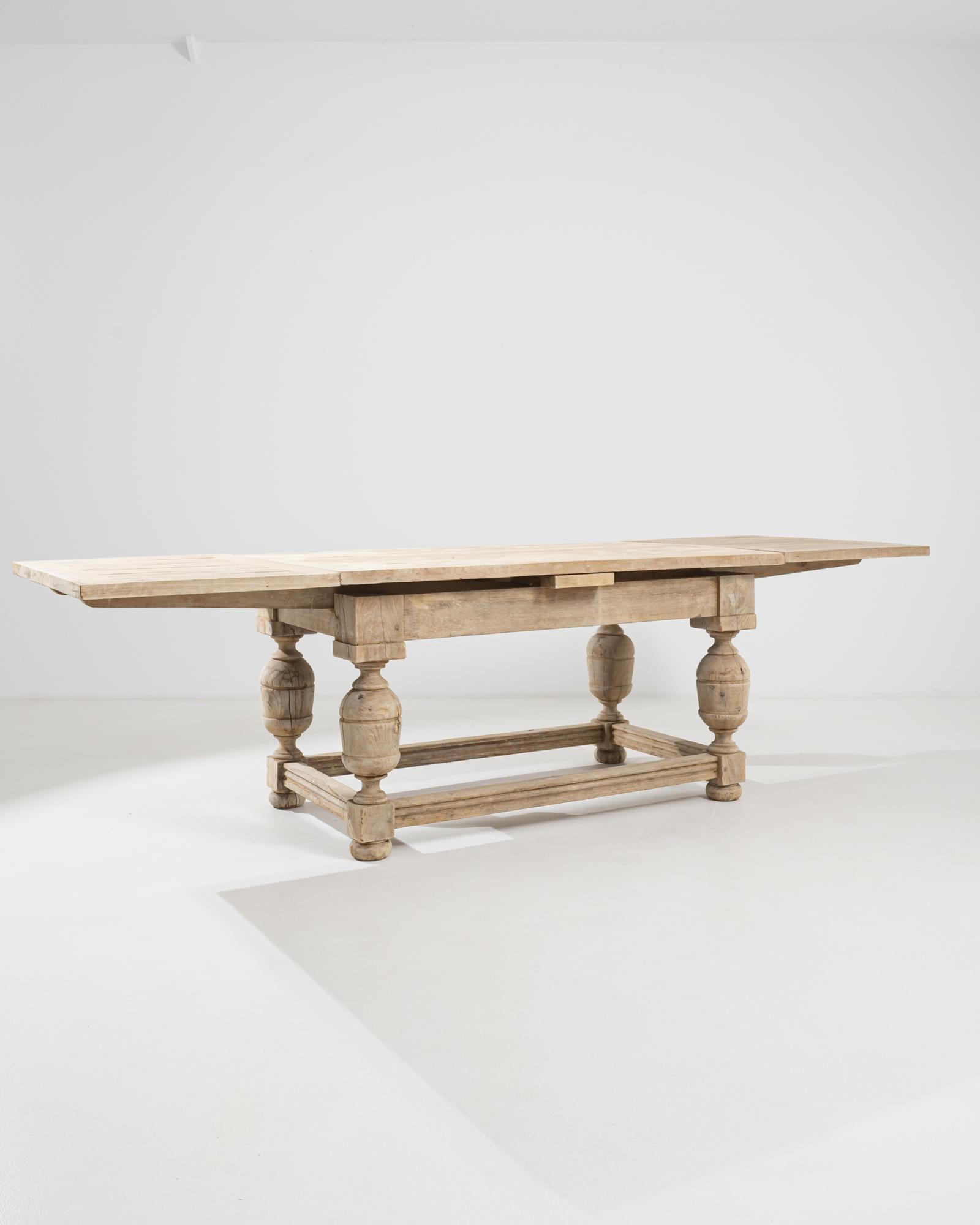 Antique Belgian Bleached Oak Dining Table For Sale at 1stDibs