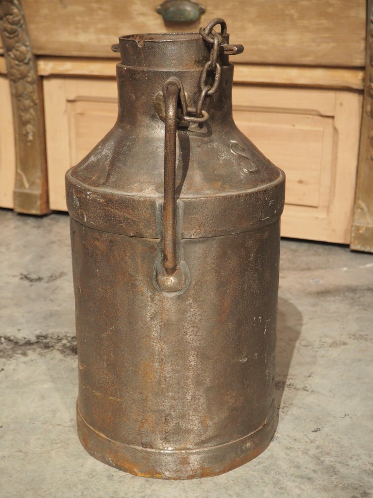 Antique Belgian Cast Iron Milk Container, circa 1920s For Sale at 1stDibs