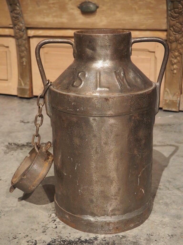 Antique Belgian Cast Iron Milk Container, circa 1920s For Sale at 1stDibs