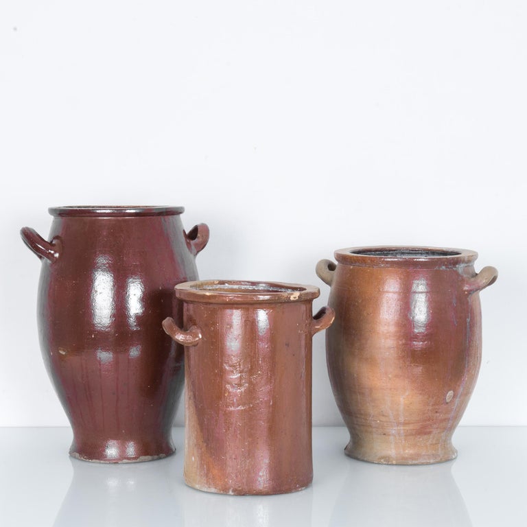 Antique Belgian Ceramic Pot, Set of Three For Sale at 1stDibs