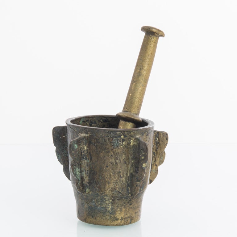 Antique Belgian Winged Metal Mortar at 1stDibs